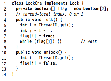 스레드 잠금 알고리즘 1(Lock One, Lock Two, Peterson)
