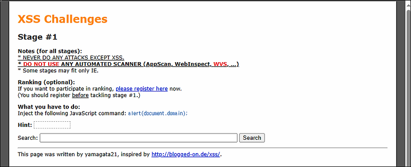 [XSS Challenges] Stage #1