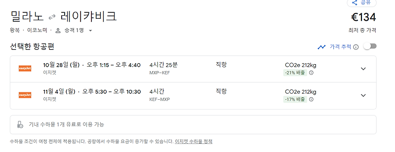 아이슬란드 항공권 (Iceland, 이지젯-Easyjet)