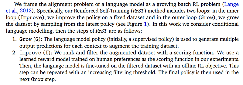 ReST 논문리뷰 Reinforced Self-Training (ReST) for Language Modeling