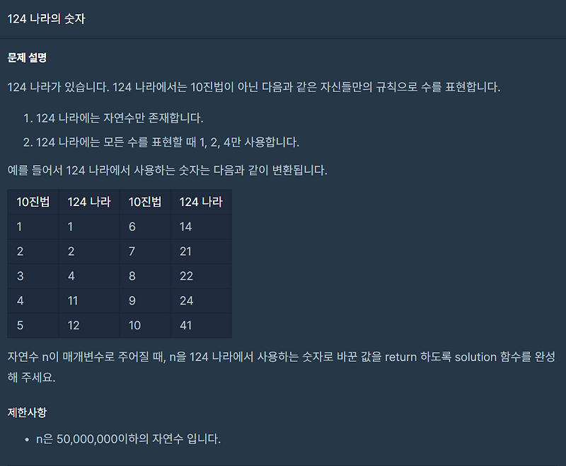 ReviewCoding :: [프로그래머스/Java] Lv.2 124 나라의 숫자