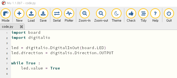 6 CircuitPython 피코보드 내장 LED 점멸
