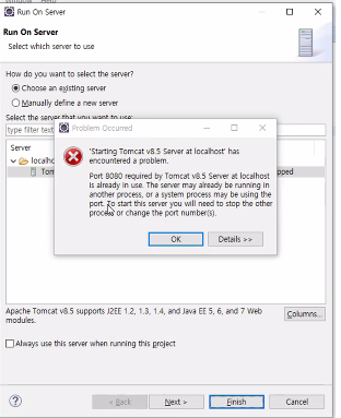 [Tomcat error] Tomcat v8.5 Server at localhost is already in use
