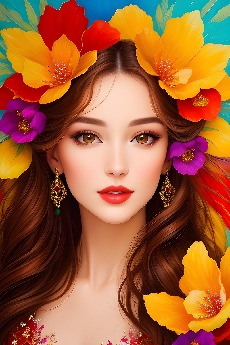 Acrylic painting: AI 실사 여자 그림 아크릴 회화 페인팅 꽃장식 그리는 방법, , How to Create AI ...