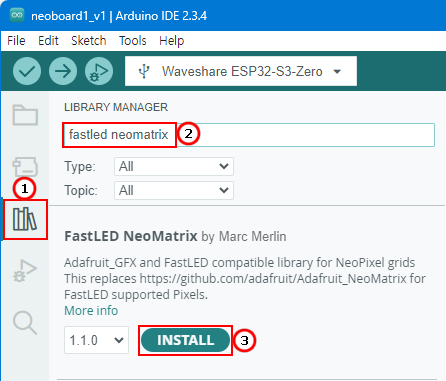 FastLED NeoMatrix 라이브러리 설치
