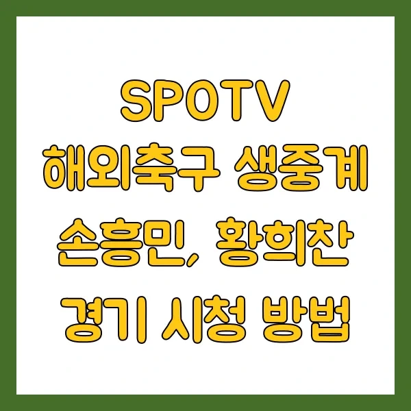 SPOTV 해외축구 생중계 손흥민, 황희찬 경기 시청 방법