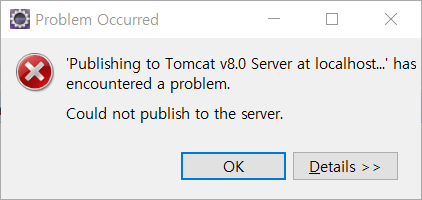 [ Tomcat ] 톰캣 Could not publish to the server.java.lang.NullPointerException