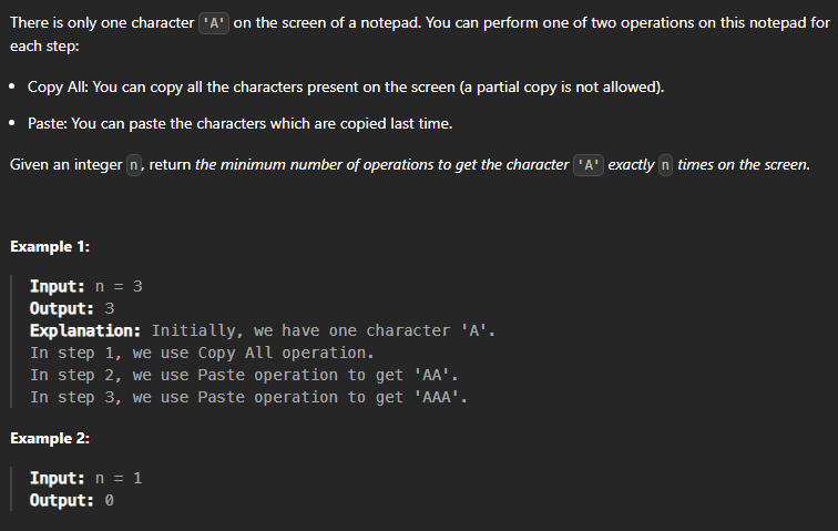 LeetCode : 650. 2 Keys Keyboard