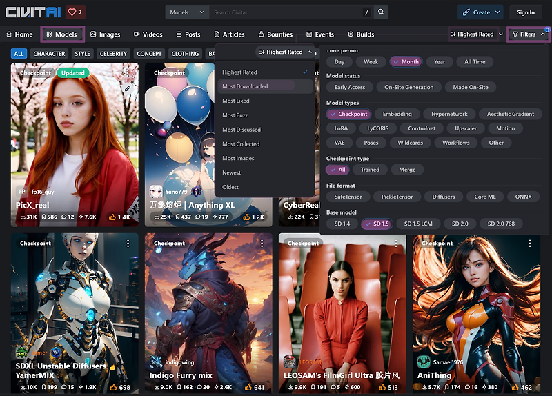 Stable Diffusion Webui-CIVITAI에서 모델 다운 및 세팅