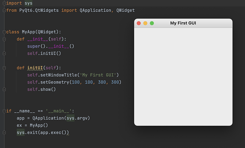 파이썬 PyQt6 기본 GUI 코드 구성