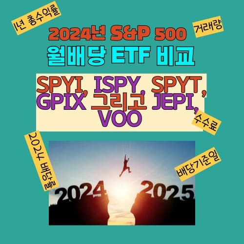 2024년 VOO 월배당 ETF 비교 SPYI ISPY SPYT GPIX 그리고 JEPI