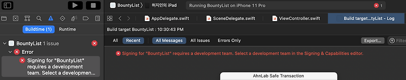 Xcode : signing for requires a development team