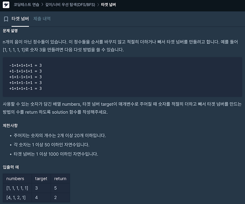 [PRO] 타겟 넘버 | Python | Java