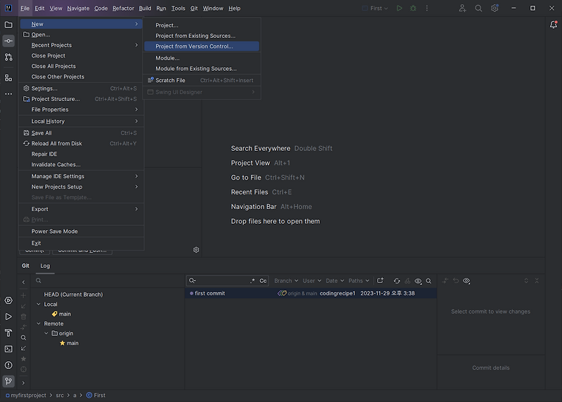 GitHub Repository를 IntelliJ 로 가져오기 :: 코딩레시피