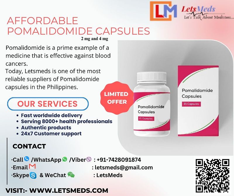 Buy Pomalidomide 2 mg and 4 mg capsules for cancer treatment, at an ...