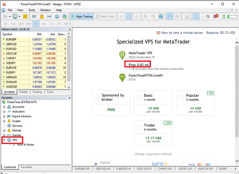 메타트레이더 . VPS . 가장 빠른 ping 가능