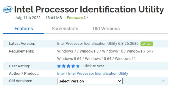 Intel Processor Identification Utility 무료 다운로드