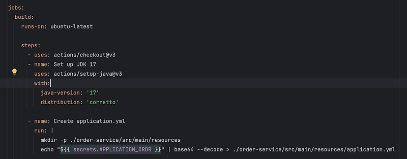 GitAction Repository secrets(application.yml)