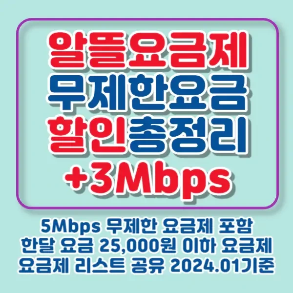 알뜰폰 3Mbps 무제한 요금제 할인 총정리 (2024.09.08 업데이트) - 소미파파의 세상이야기