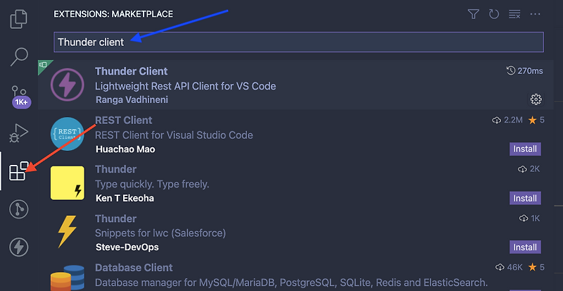 Vscode Thunder Client usage