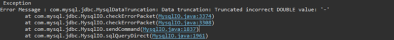 [JAVA] Data truncation: Truncated incorrect DOUBLE value: