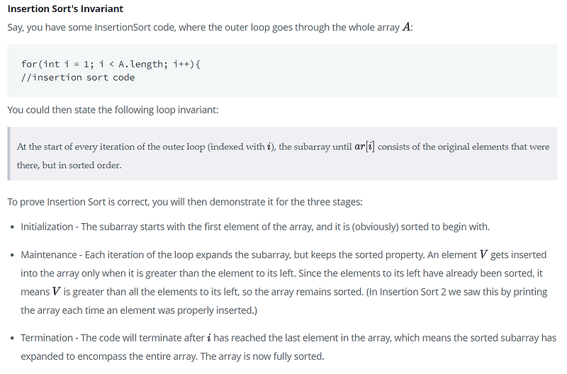 [HackerRank] Sorting-Correctness and the Loop Invariant