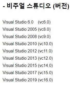 Visual Studio 버전별 _MSC_VER 정보, [MSVC] 버전별 _MSC_VER 값