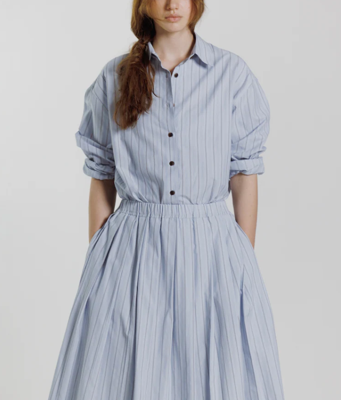 KBS2 신상출시 편스토랑 274회 기은세 셔츠&스커트 착용! 프리베일 PREVAIL 핀 스트라이프 투피스 스타일링