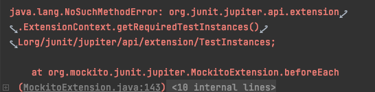 MockitoExtension.class에서 JUnit5의 NoSuchMethodError. — tech log