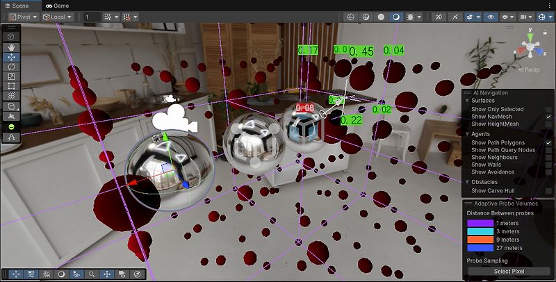 Unity6 Adaptive Light Probe Debugmode.
