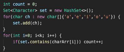 HashSet의 contains보다 if가 더 빠를 수도 있다. (LeetCode. 1456)