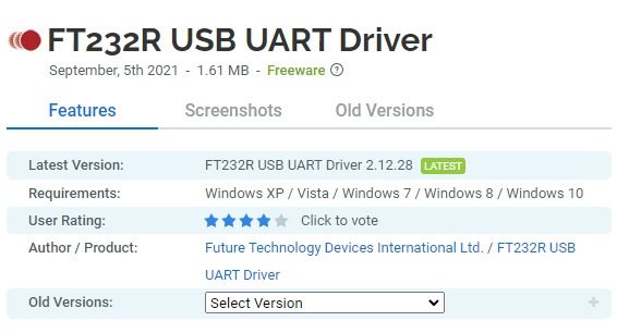 FT232R USB UART Driver 무료 다운로드