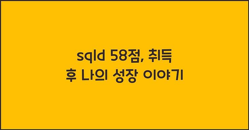 sqld 58점, 취득 후 나의 성장 이야기