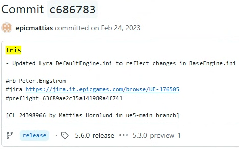 [UE5] Iris DefaultEngine.ini
