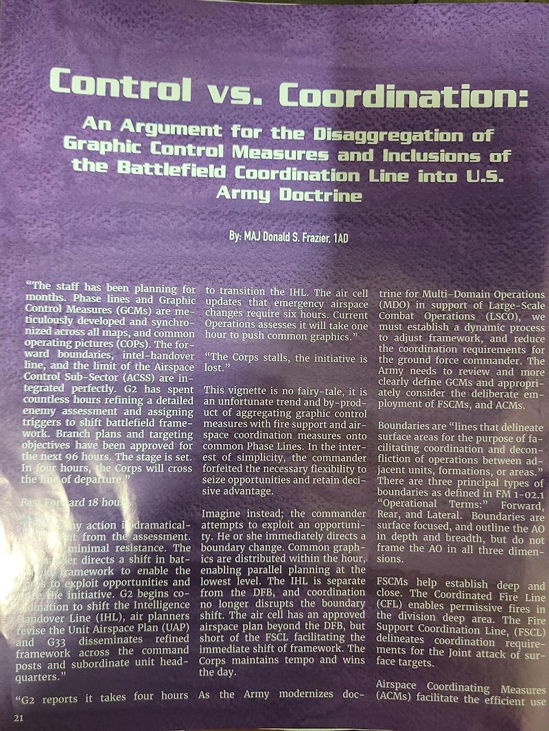 Control vs. Coordination