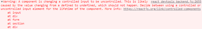 [React] A component is changing a controlled input to be uncontrolled 에러