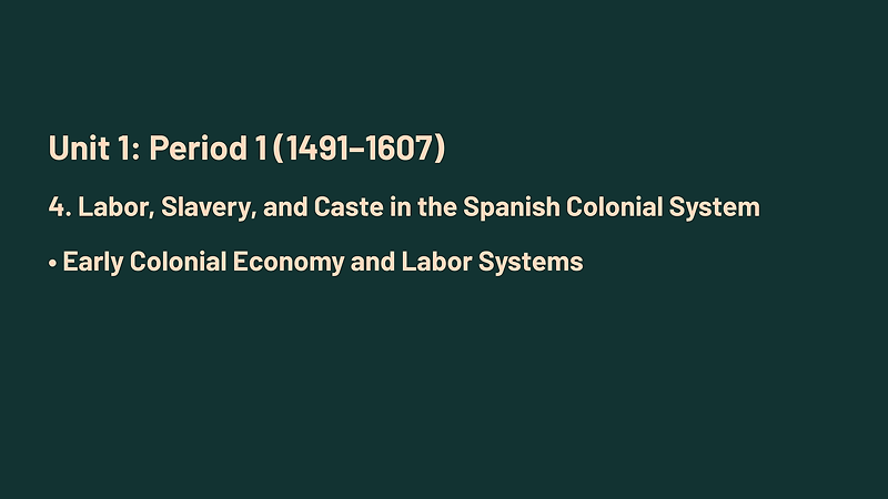 APUSH Unit 1-4: Labor, Slavery, and Caste in the Spanish Colonial System