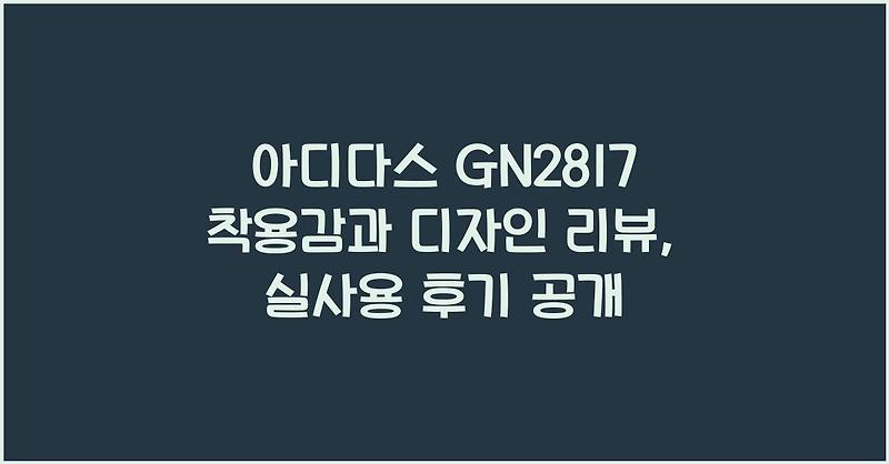 아디다스 GN2817 착용감과 디자인 리뷰, 실사용 후기 공개
