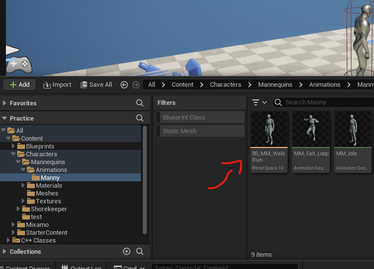 [언리얼 실습] 6. Blend Space 1D를 이용한 걷기와 달리기 애니메이션 구분