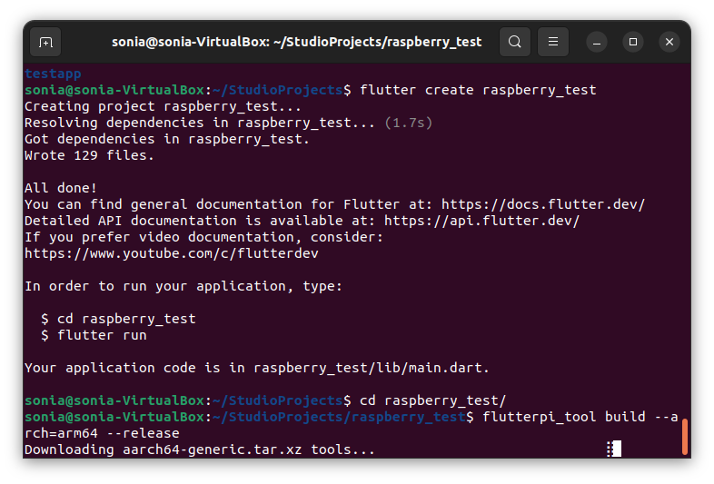 Raspberry Pi4 - Flutter 개발 환경 구축 확인(3)