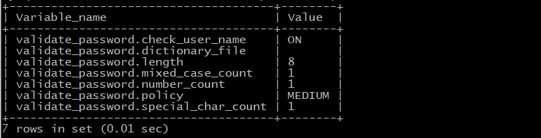 [MySql Error] ERROR 1819 (HY000): Your password does not satisfy the ...
