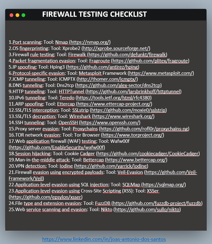 Firewall Testing Checklist :: 月光愛靑狼