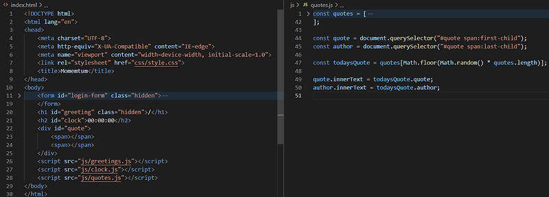 [노마드코더]바닐라JS로 크롬 앱 만들기 (29)Math.random 이용해서 quote 불러오기