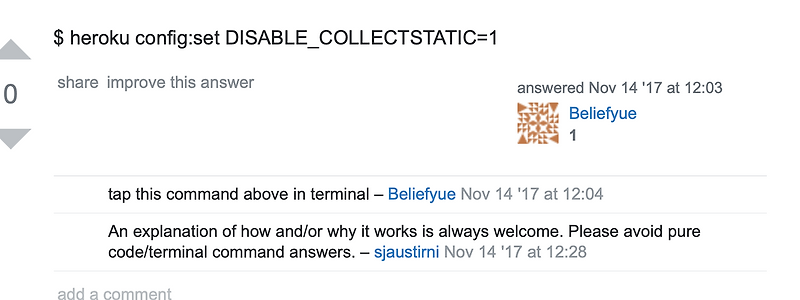 [django] Heroku 배포 시 python manage.py collectstatic --noinput' 에러 수정하는법