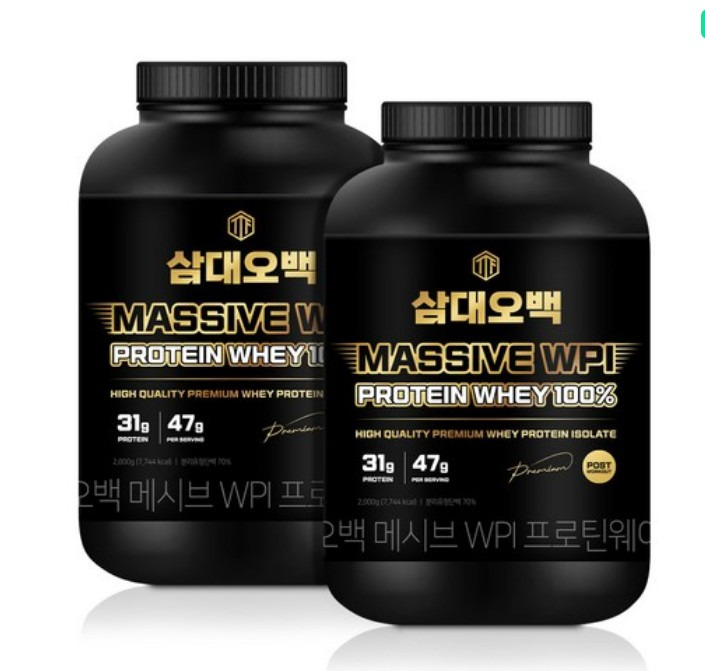 뉴트리커먼 삼대오백 메시브 WPI 프로틴 웨이 100%, 2kg, 2개