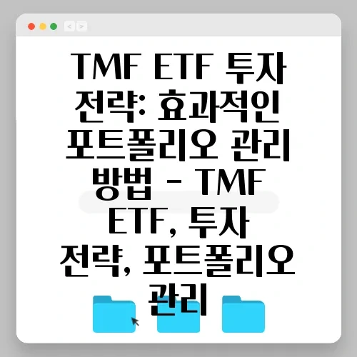 TMF ETF 투자 전략: 효과적인 포트폴리오 관리 방법 - TMF ETF, 투자 전략, 포트폴리오 관리