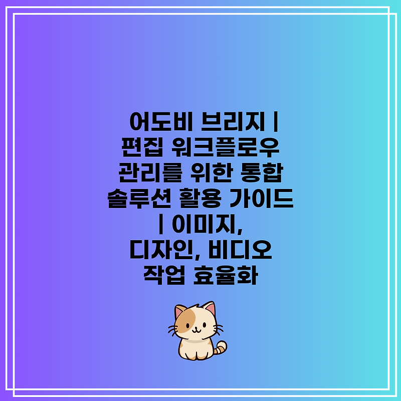 어도비 브리지 편집 워크플로우 관리를 위한 통합 솔루션 활용 가이드 이미지 디자인 비디오 작업 효율화