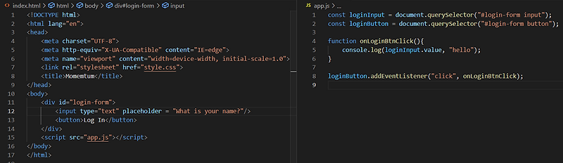 [노마드코더]바닐라JS로 크롬 앱 만들기 (22)login-form 형태 만들기