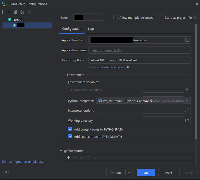 [PyCharm] Python (FastAPI) 프로젝트 실행하기